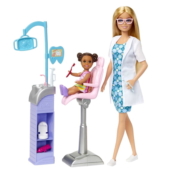 Barbie, Dentist Doll Playset with 2 Dolls, Dental Station & Tools ...