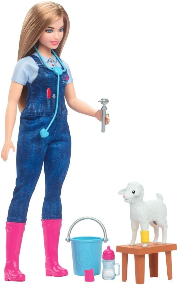 Barbie Careers Playset, 65th Anniversary Farm Veterinarian Set with ...