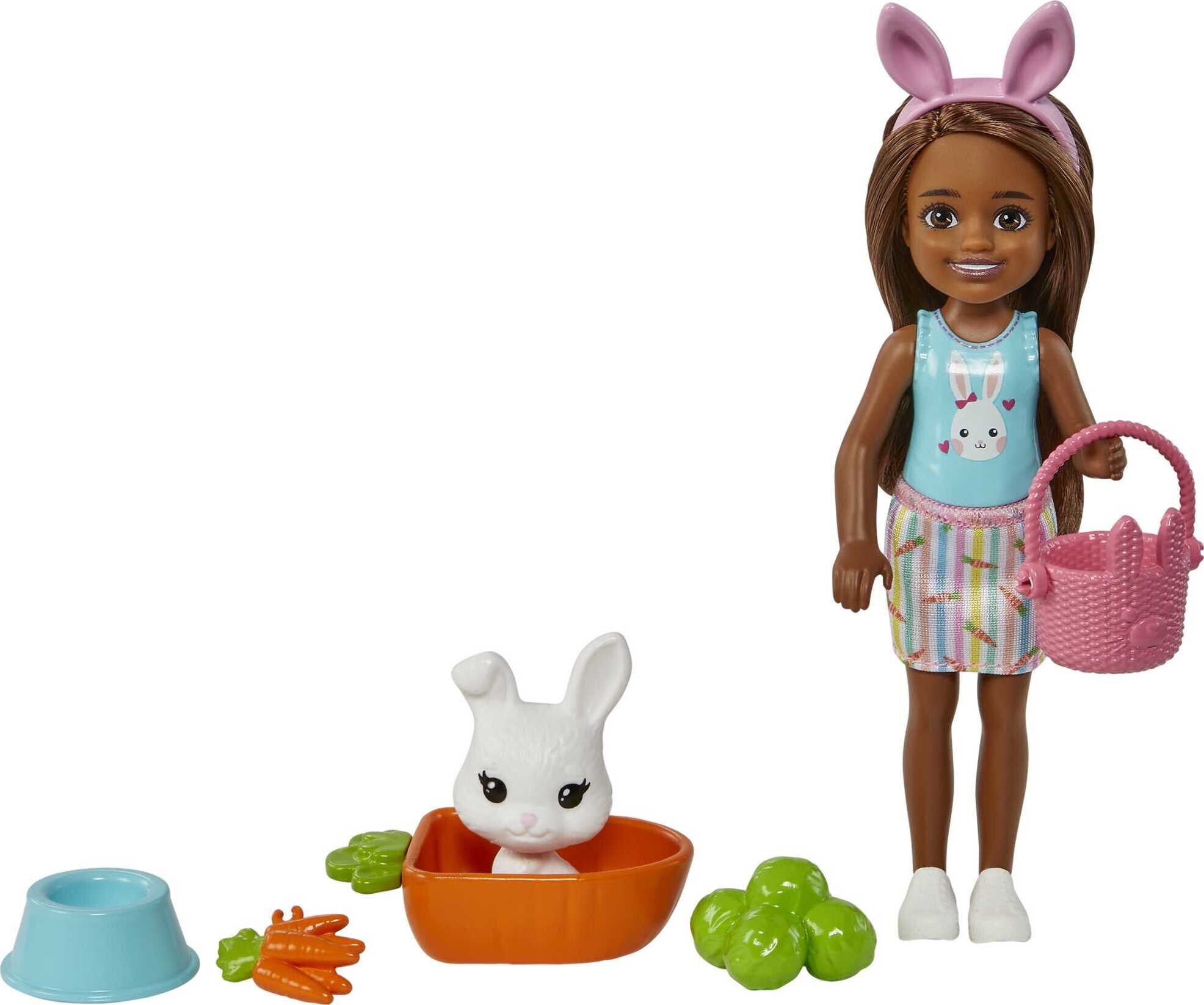 Barbie Chelsea Doll & Pet Bunny With Accessories, Toy For 3 Year Olds ...