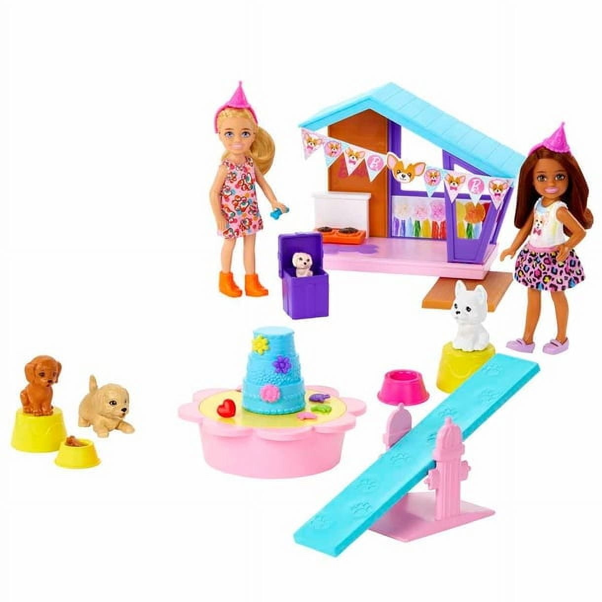 Barbie Chelsea Birthday Playset, Doll and Pet, 35 Pieces, Includes ...