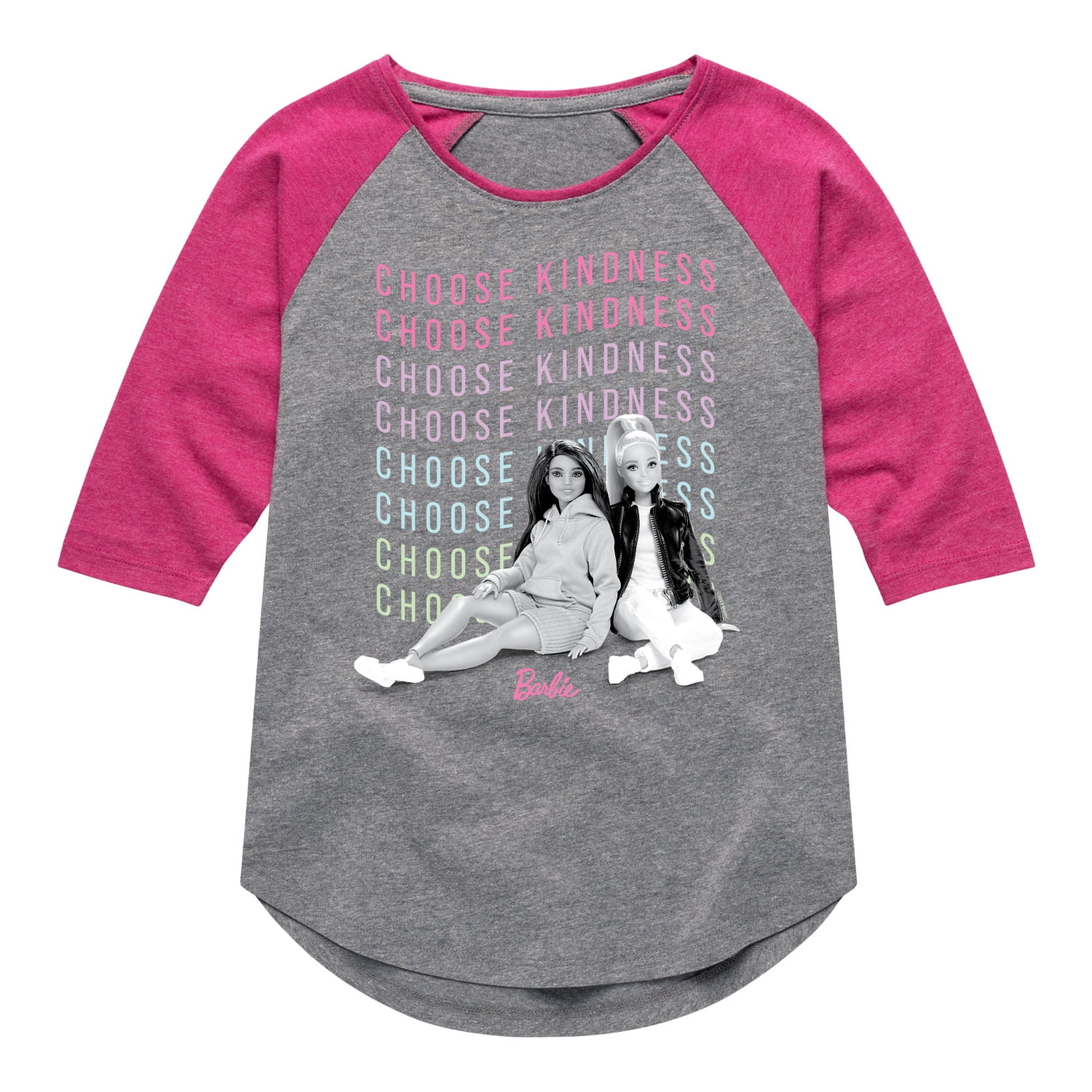 Barbie - Choose Kindness - Toddler And Youth Girls Raglan Graphic T ...