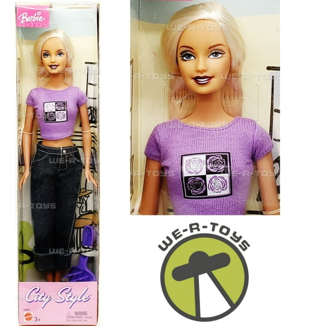 Barbie City Style Doll Purple T-shirt 2003 Mattel #G4601 NEW - Walmart.com