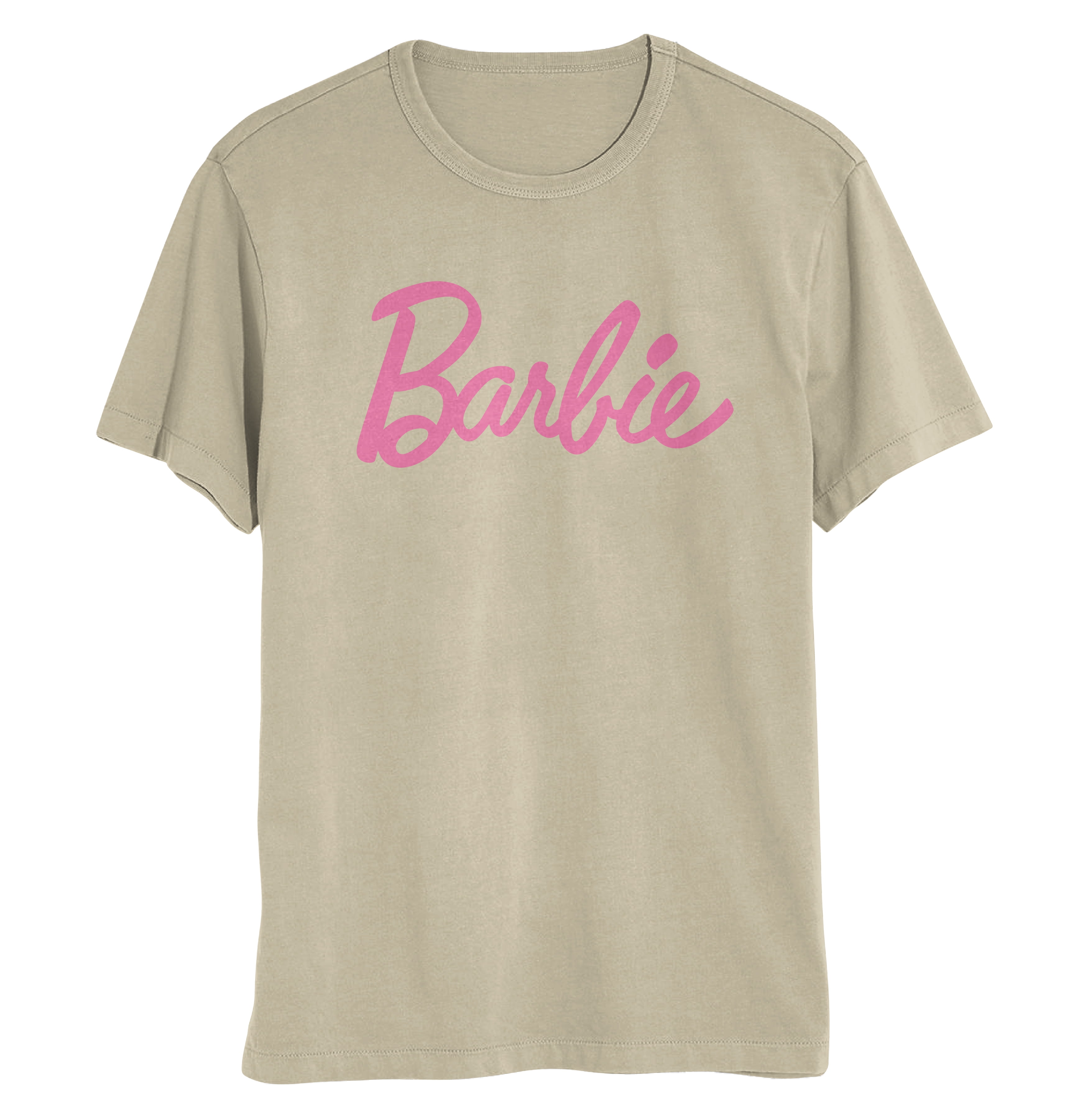 Barbie Classic Cursive Logo Mens and Womens Short Sleeve T-Shirt (Beige ...