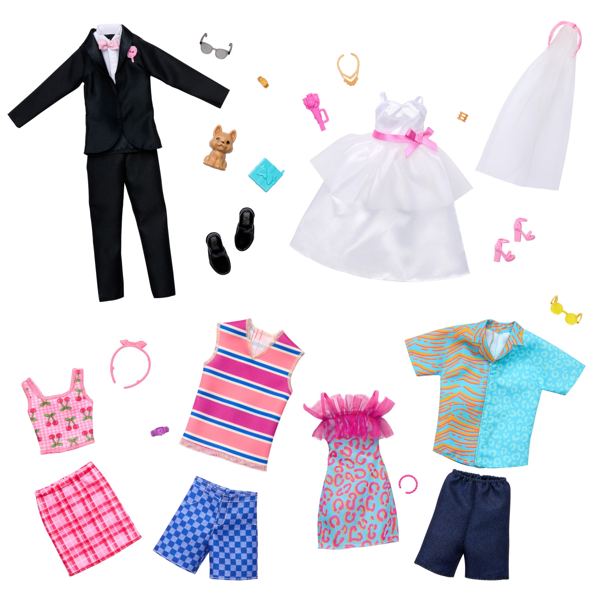 Barbie Clothes, Fashion Pack with 2 Complete Looks for Barbie & Ken ...