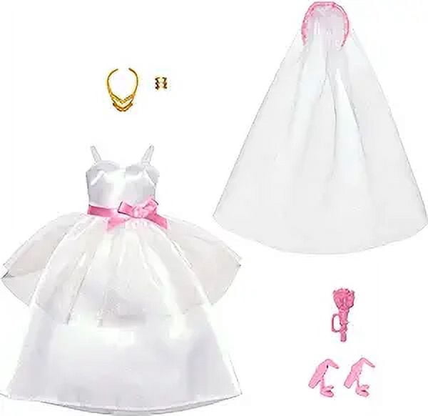 Barbie Clothes Set, Fashion & Accessories Pack for Barbie Dolls, Bridal ...