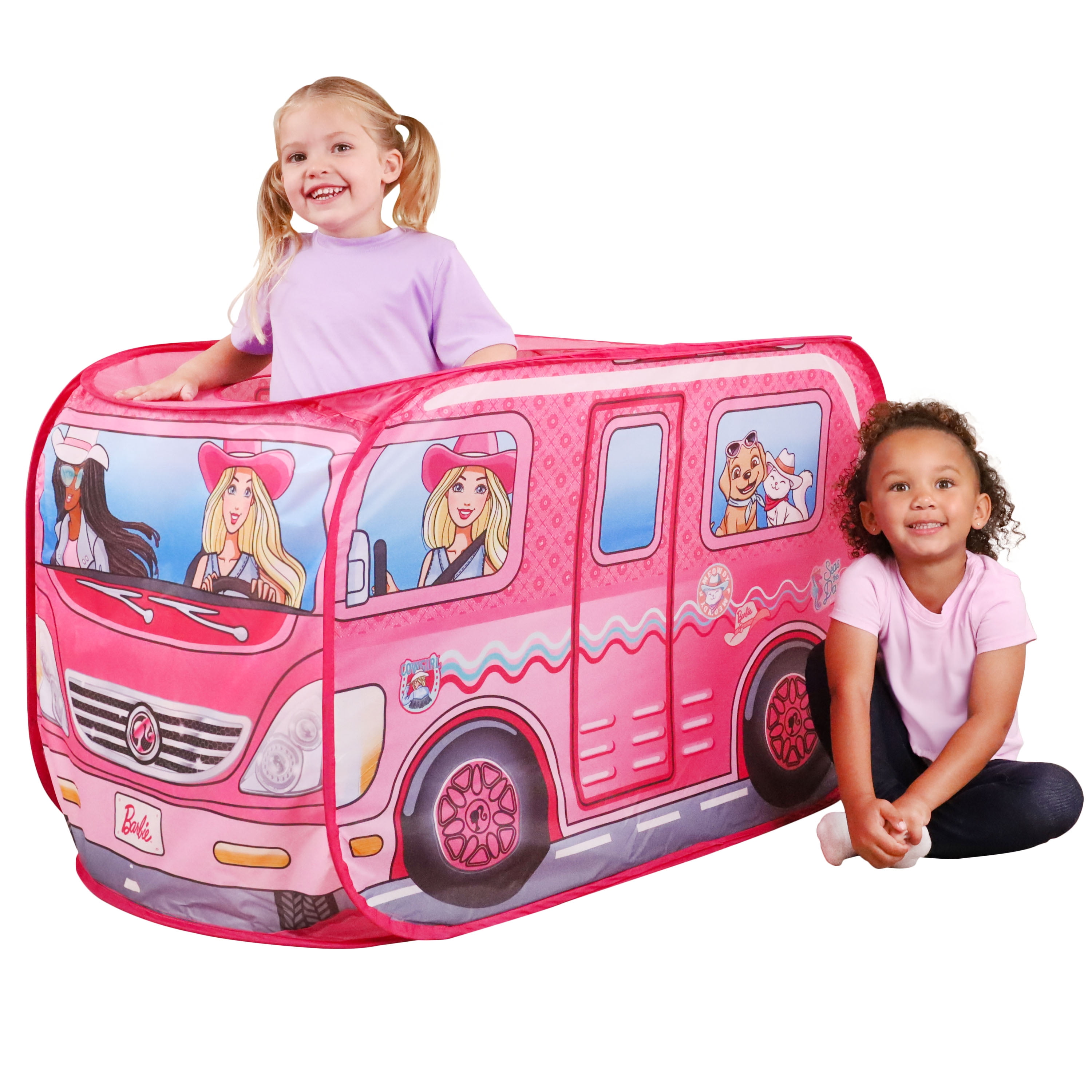 Barbie Cowgirl Camper Pop-Up Play Tent, Indoor Playhouse, Collectible ...