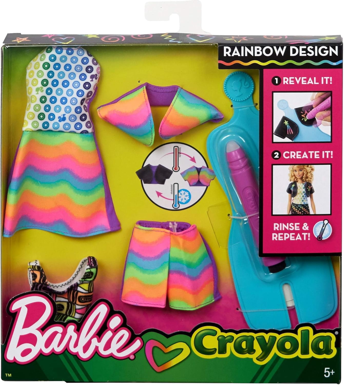 Barbie Crayola Rainbow Design Fashion Set - Walmart.com
