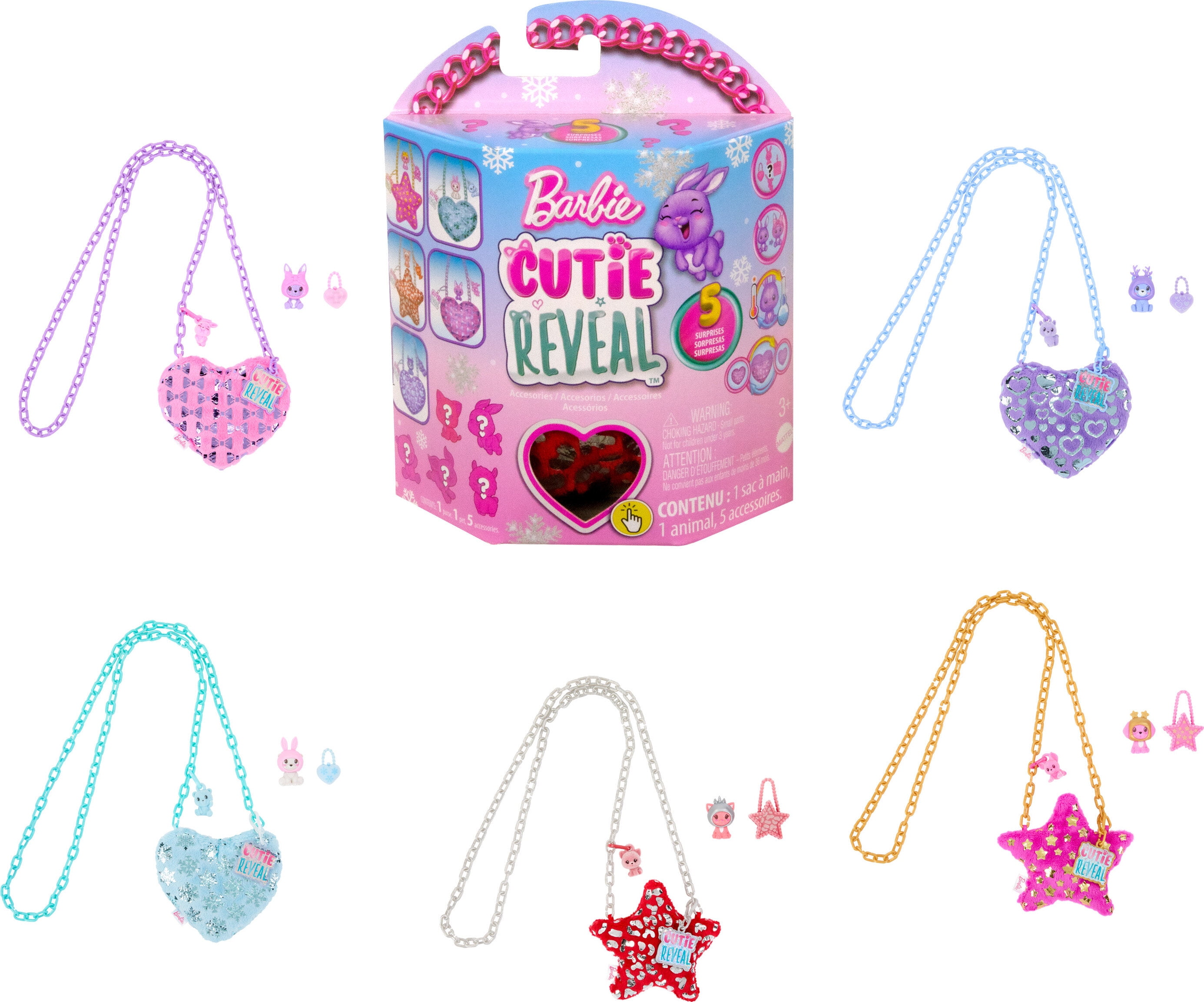 Barbie Cutie Reveal Purse Collection with 7 Surprises Including Mini ...
