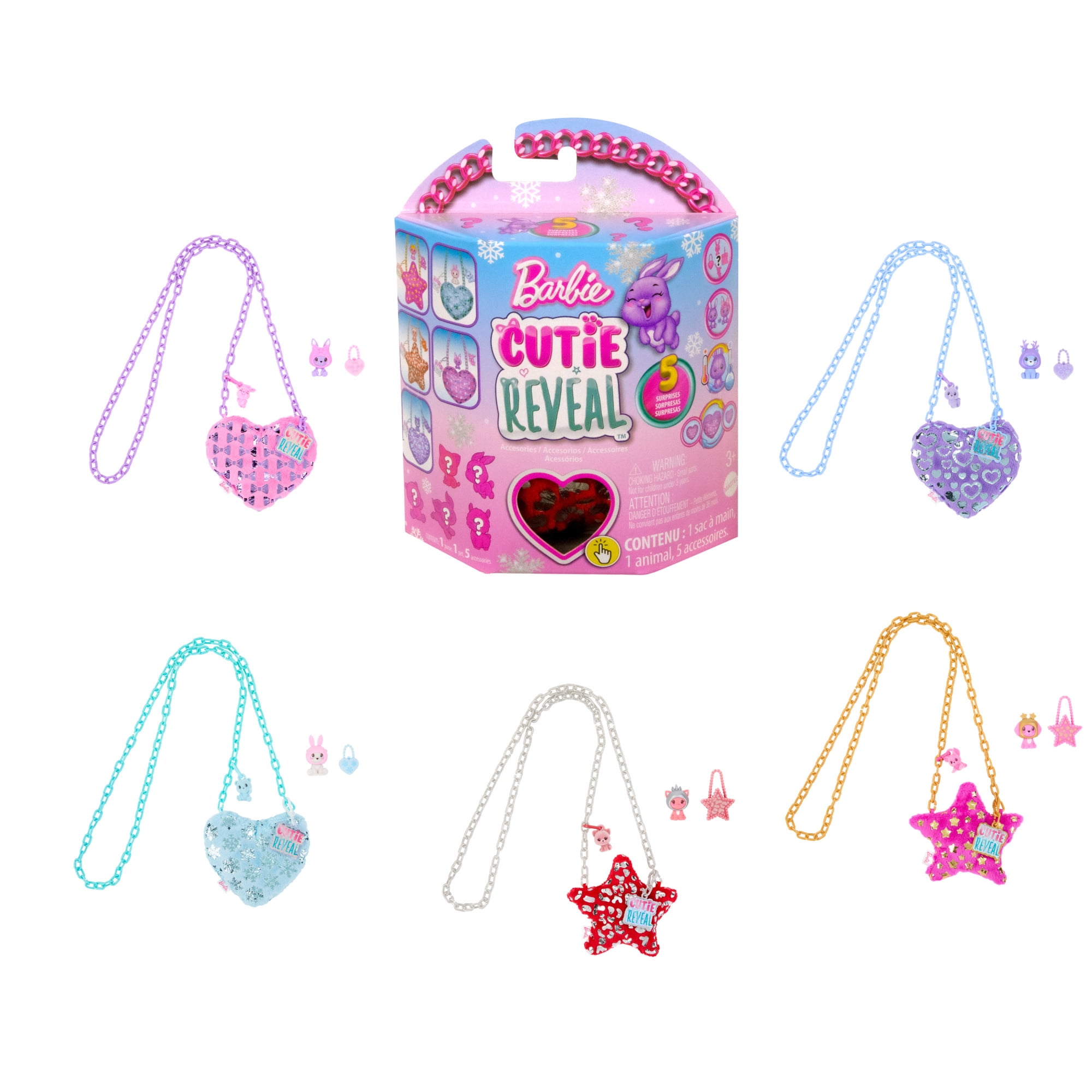 Barbie Cutie Reveal Purse Collection with 7 Surprises Including Mini ...