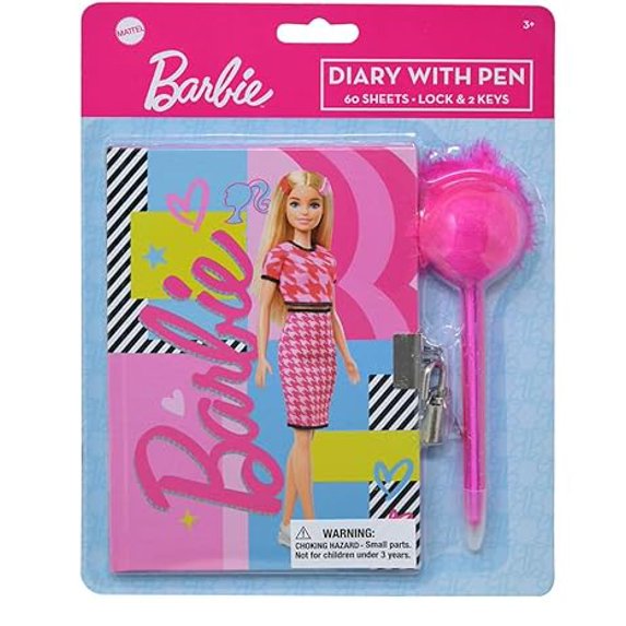 Barbie Diary Book with Lock & Keys and Pom Pen - Walmart.com