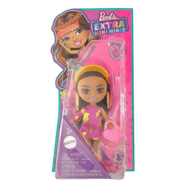 Barbie Doll, Barbie Extra Mini Minis Brunette Doll with Visor and ...