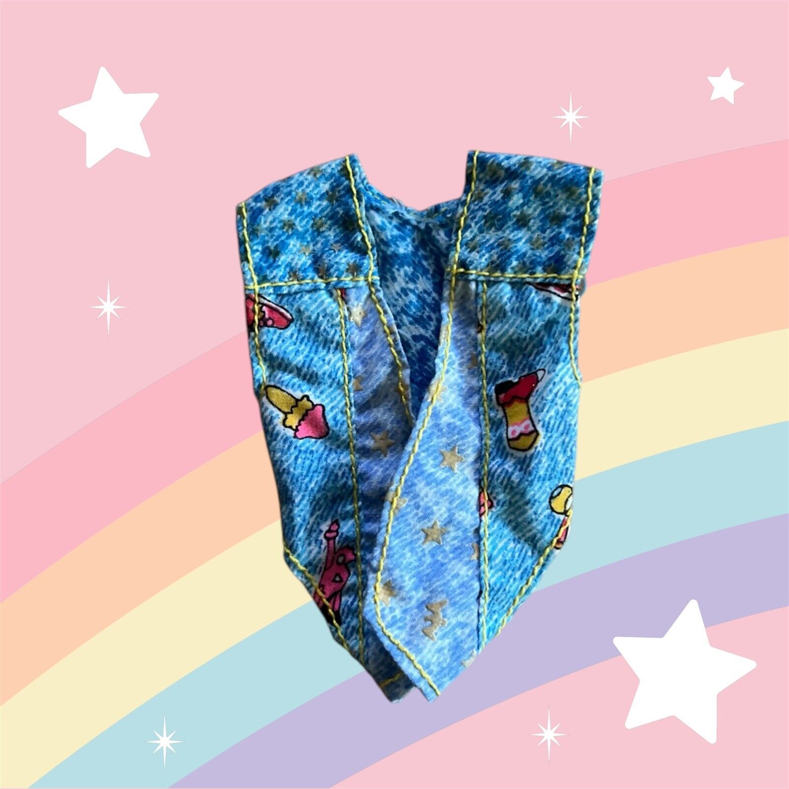 Barbie Doll Clothing VEST Denim Blue Jean Look Print Stars - Walmart.com