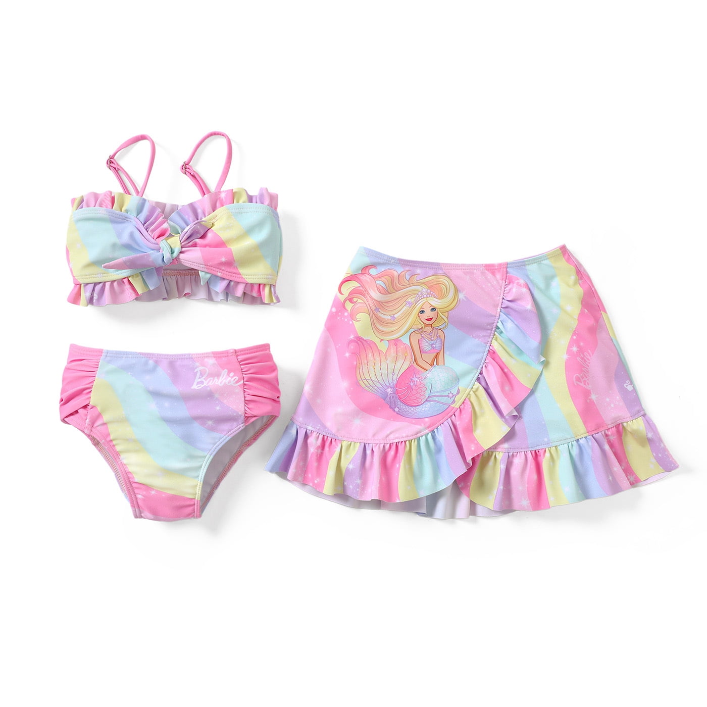 Barbie Girls Swimsuits Set Magical Rainbow Mermaid Swimdress 3 Pieces ...