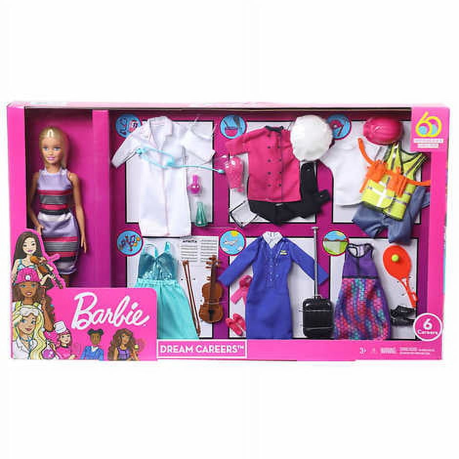 Barbie Dream Careers Doll Set - 6 Career Outfits & 1 Blonde Barbie ...