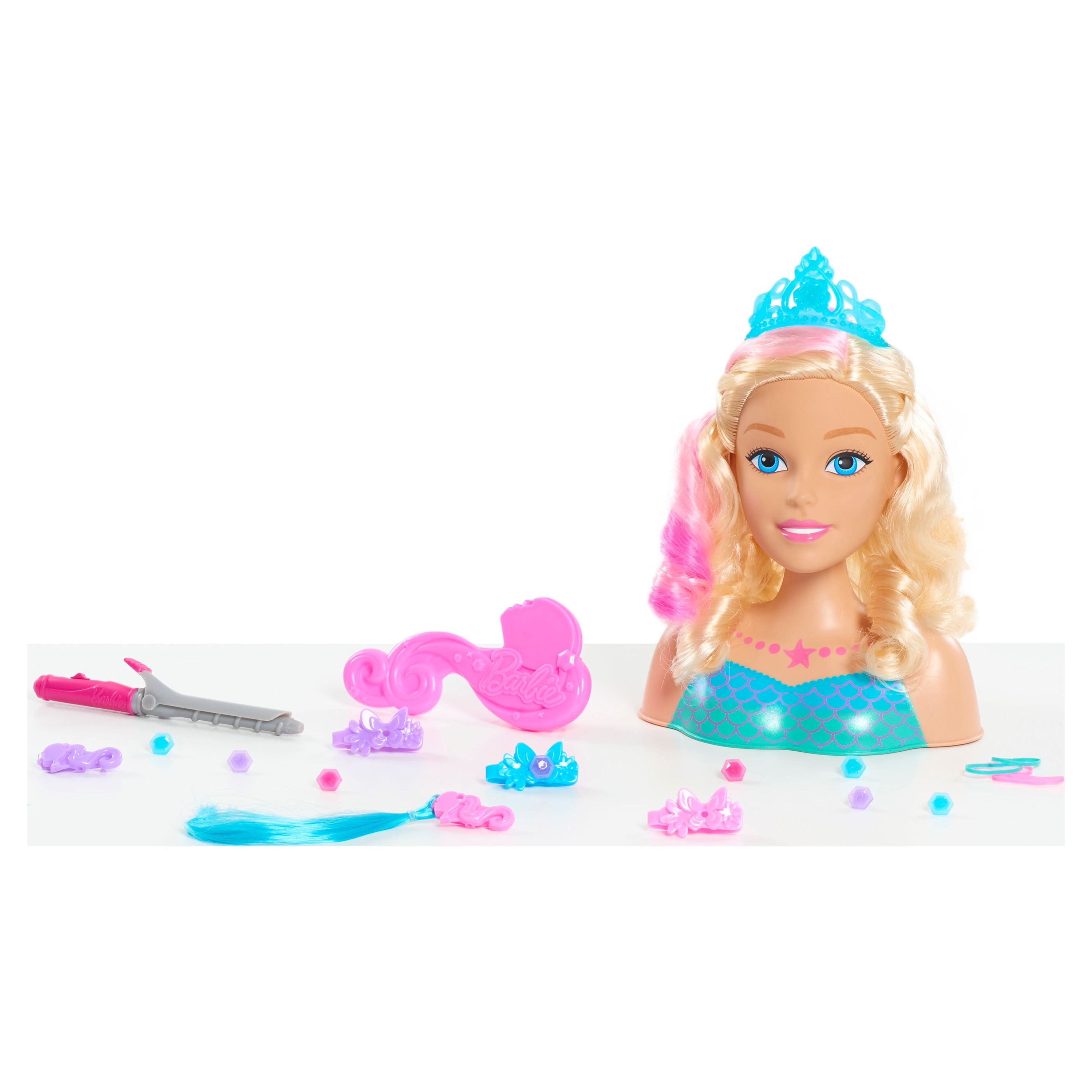 Barbie Dreamtopia Mermaid Styling Head, 22 pieces, Kids Toys for Ages 3 ...
