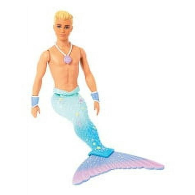 Barbie Dreamtopia Merman Doll, Blonde with Pink Seashell Necklace ...