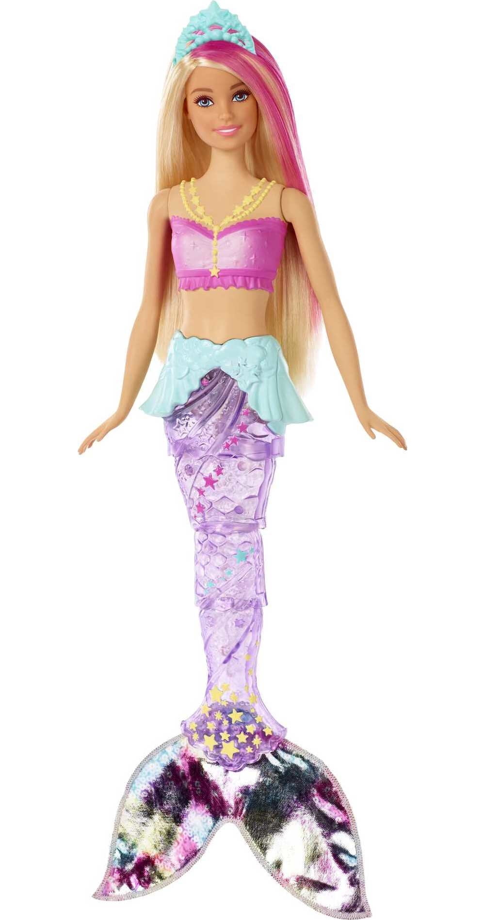 Barbie Dreamtopia Sparkle Lights Mermaid with Blonde & Pink Hair ...