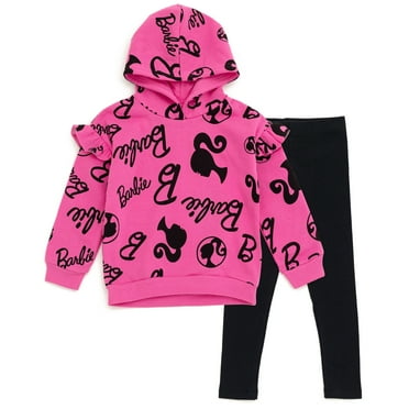 Barbie Fleece Drop Shoulder Sweatshirt and Jogger Pants Outfit Set Logo ...