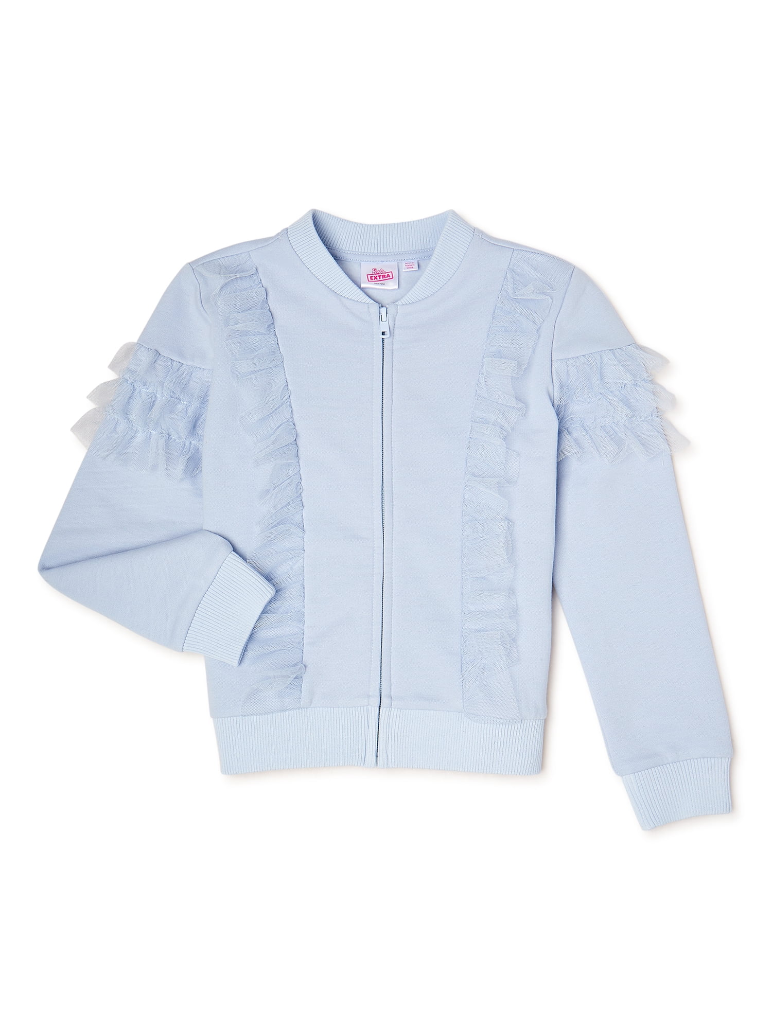 Barbie EXTRA Girls' Shine Bright Ruffle Zip-Up Jacket, Sizes 4-16 ...