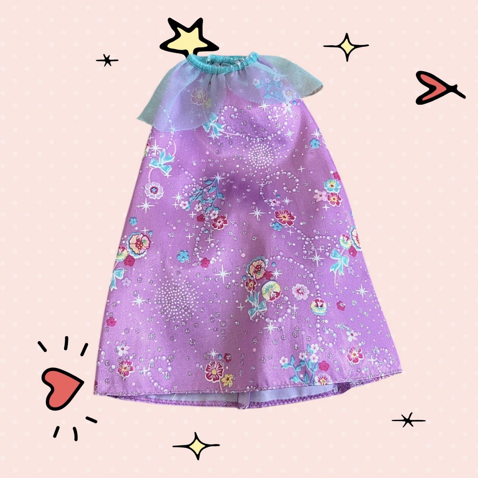 Barbie Fairytale Snap on Fashion Pink & Purple Gown Long Skirt Doll ...