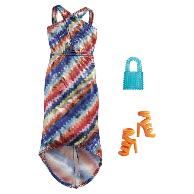Barbie Cool Outfit Fashion Pack: Shimmery Striped Maxi Dress & 2 ...