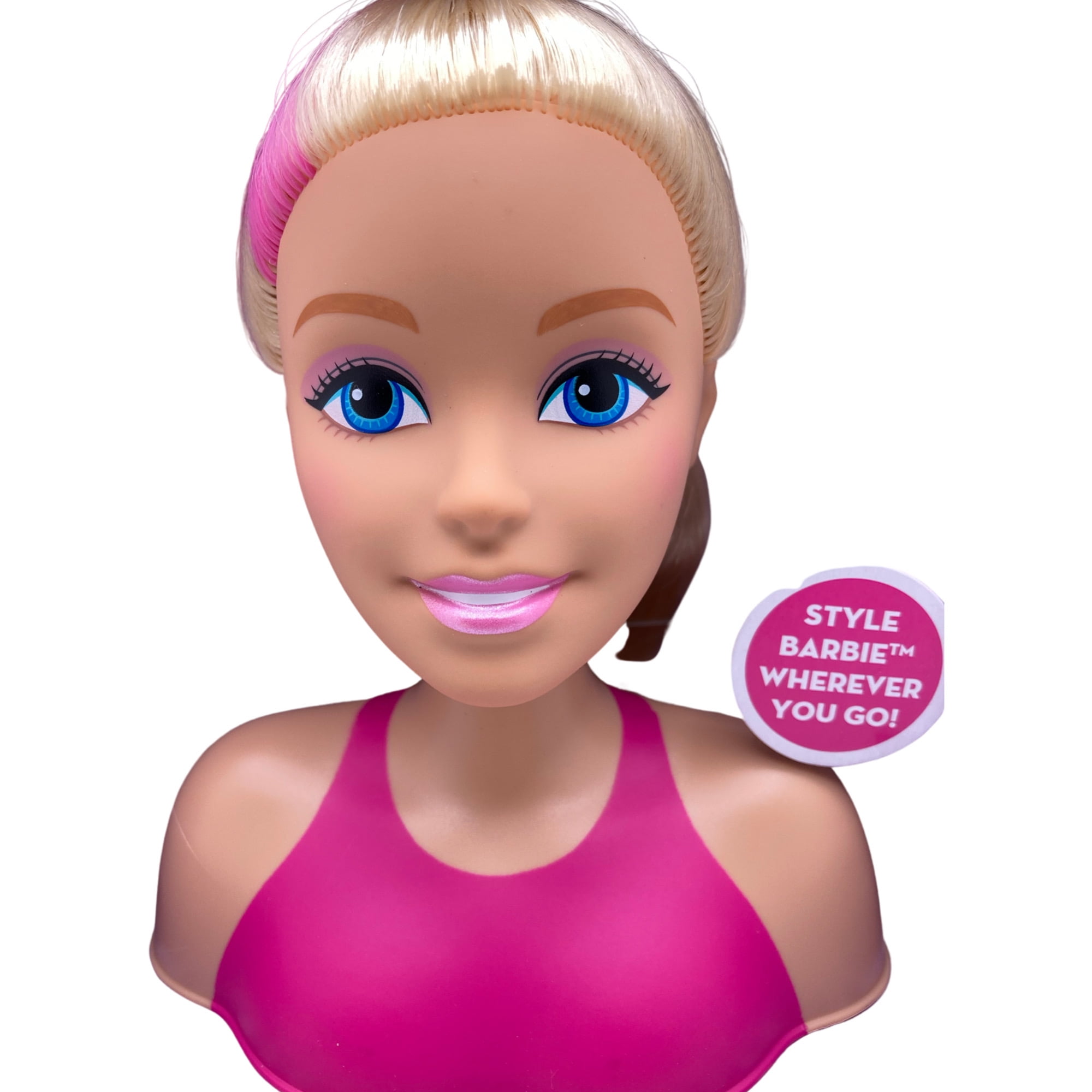 Barbie Fashionistas Mini Styling Head Blond Hair With Pink Highlight ...