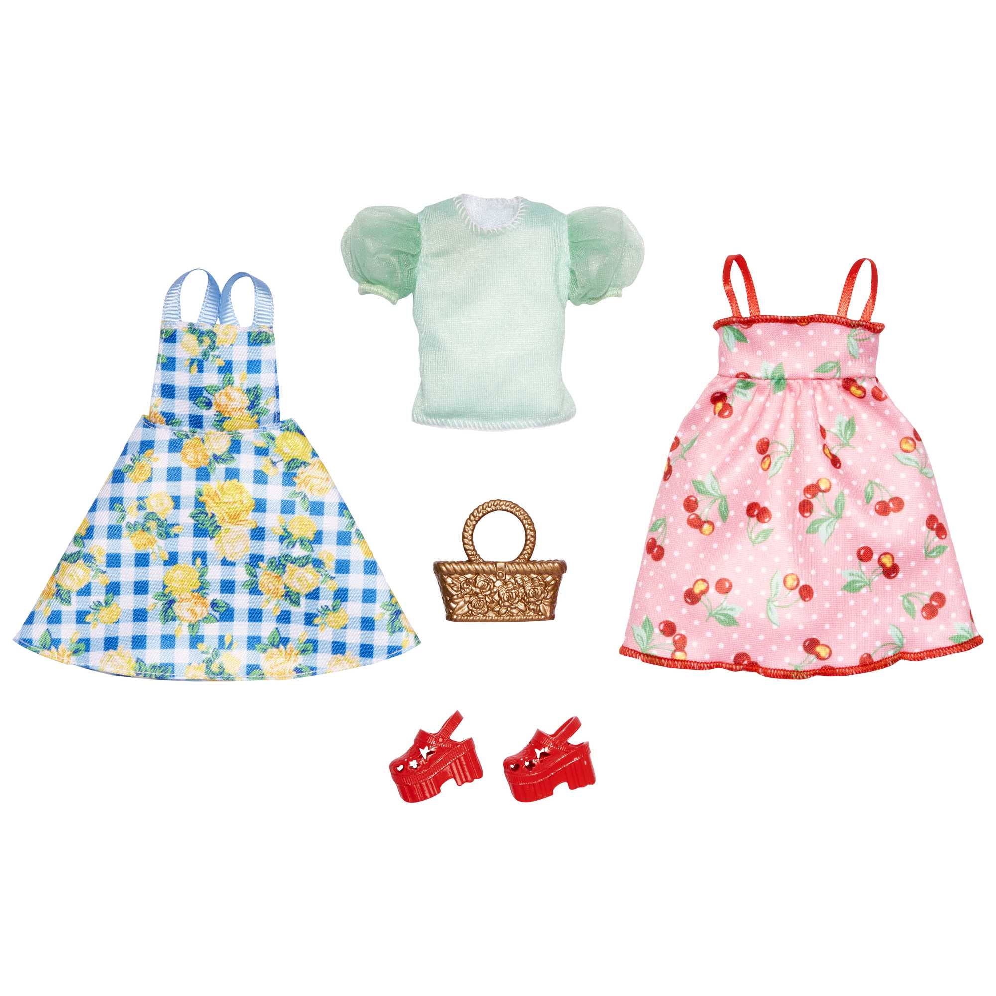 Barbie, Doll Clothes, Outfits with 1 Top and 2 Dresses, Accessories ...