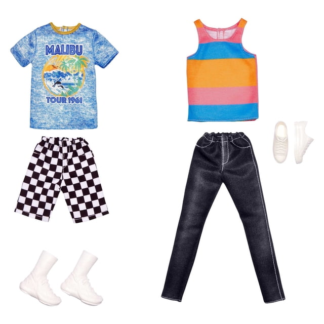 Barbie Fashions Ken Doll Clothes, Set with Malibu Tee, Shorts ...