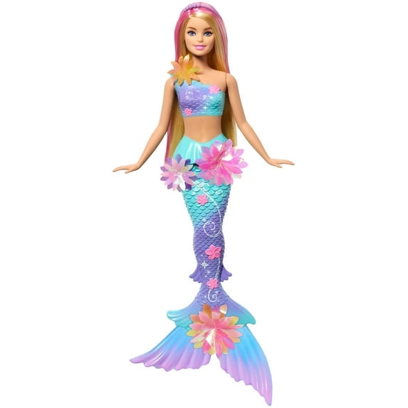 Barbie Flower Magic Mermaid Toy Doll with Surprise Blooming Flowers ...