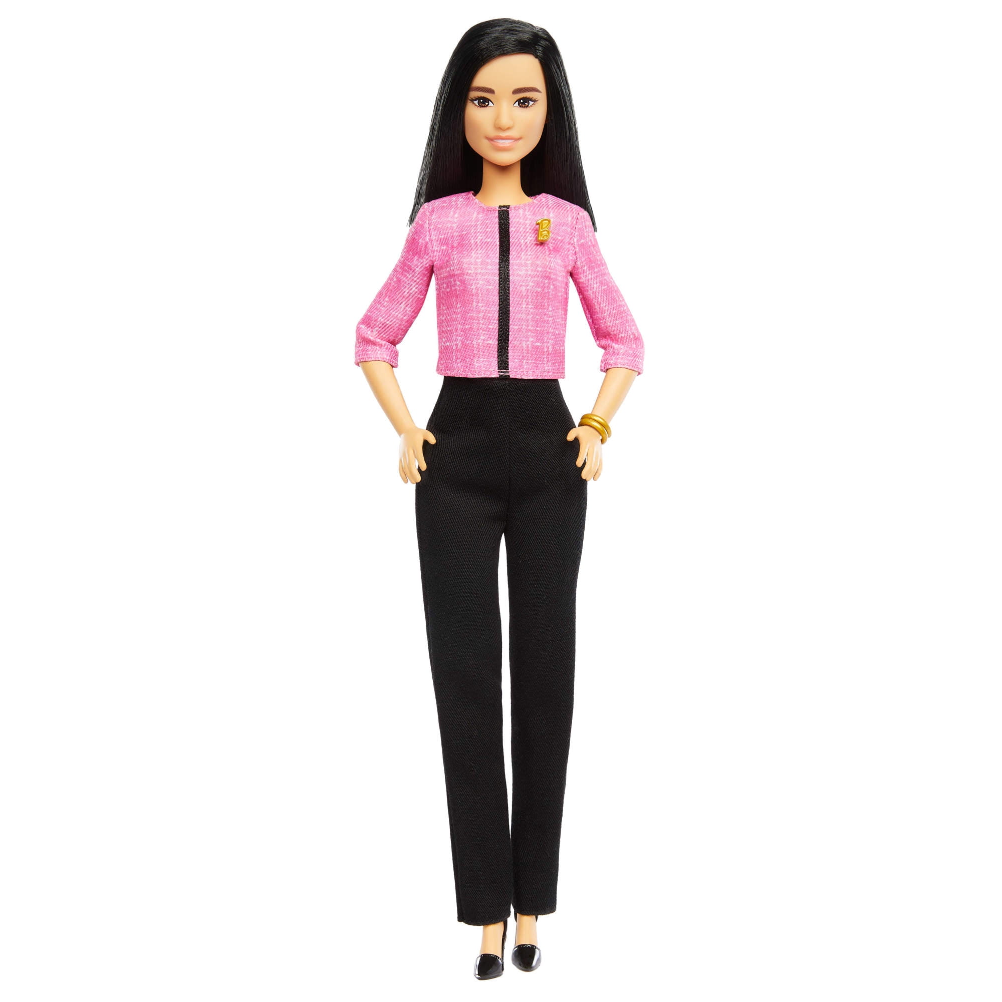 Barbie Future Leader Doll with Black Hair, 2 Golden Bracelets & Pin ...