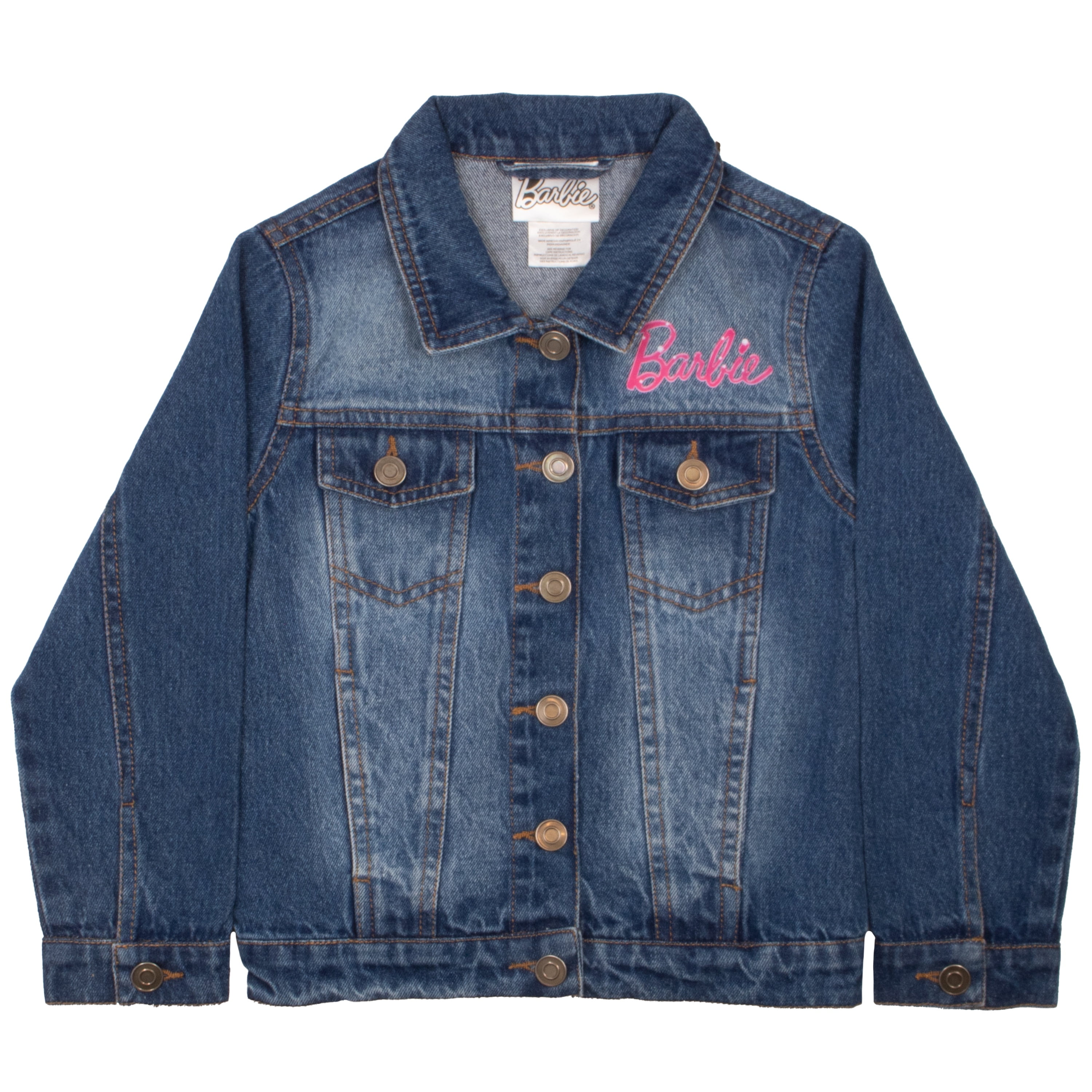 Barbie Girl's Button Up Jean Jacket - Fashion Denim Jacket with Barbie ...