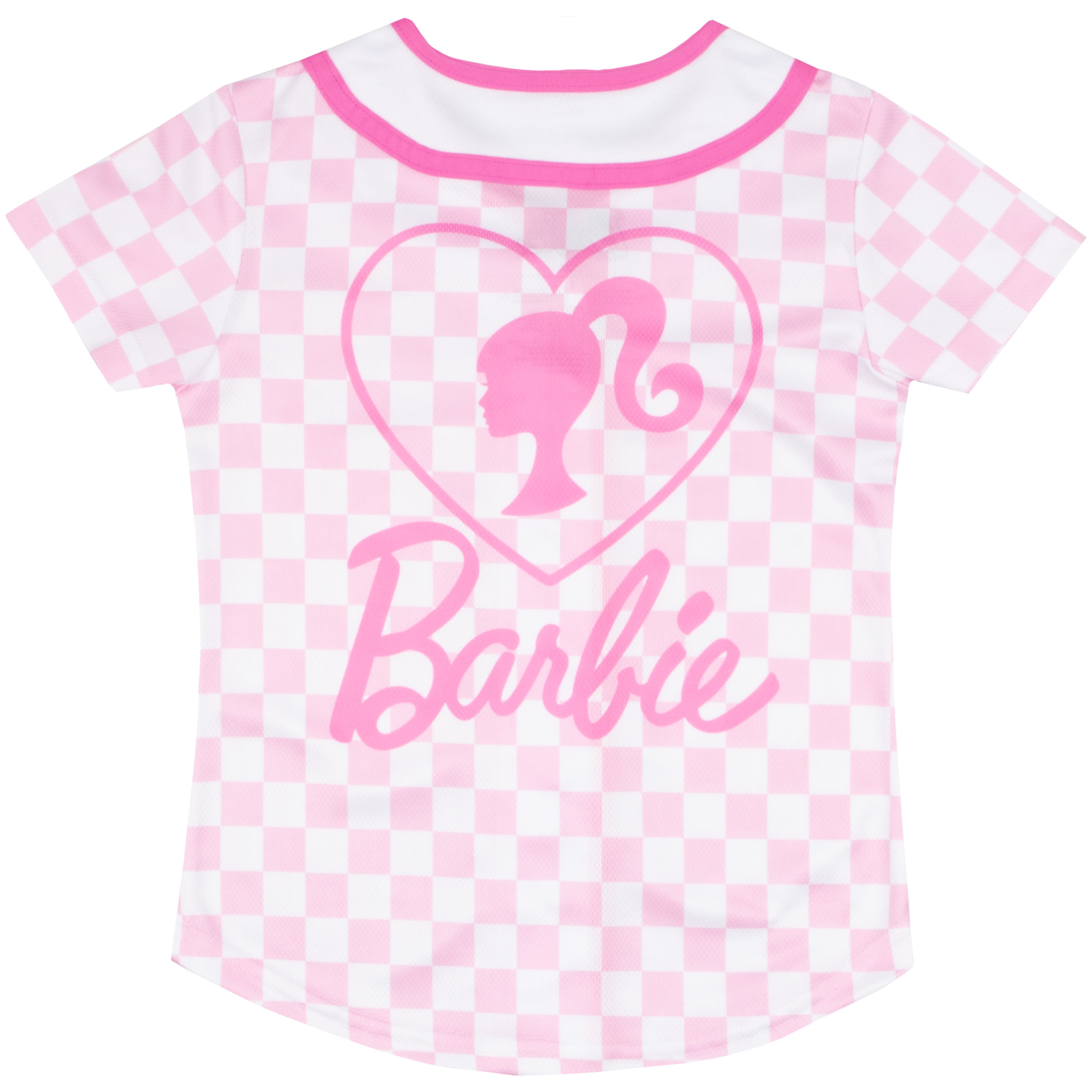 Barbie Girls Baseball Jersey - Mesh Short Sleeve Button Down Sports ...