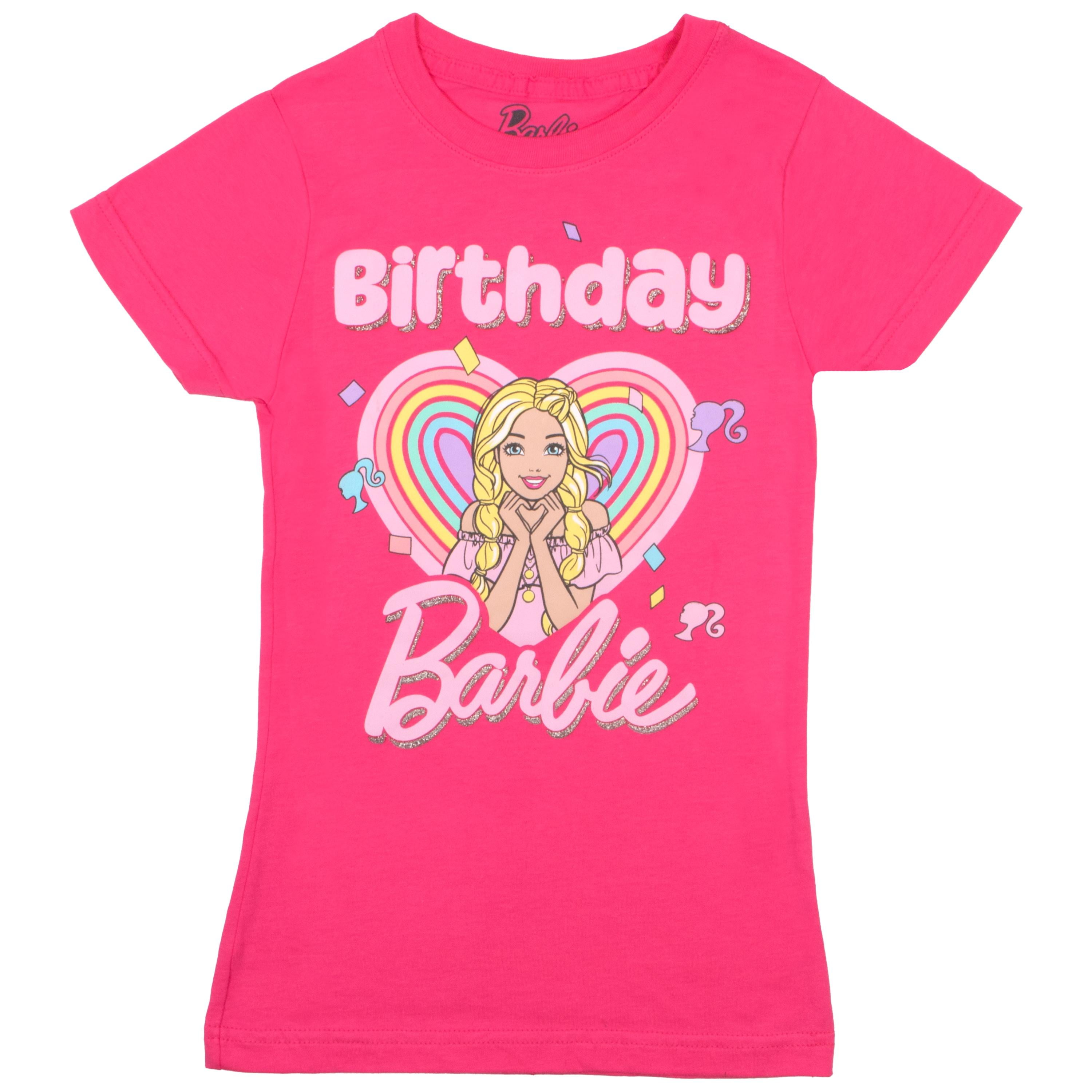 Barbie Girls Birthday Short Sleeve T-Shirt Short Sleeve Tee for Girls ...