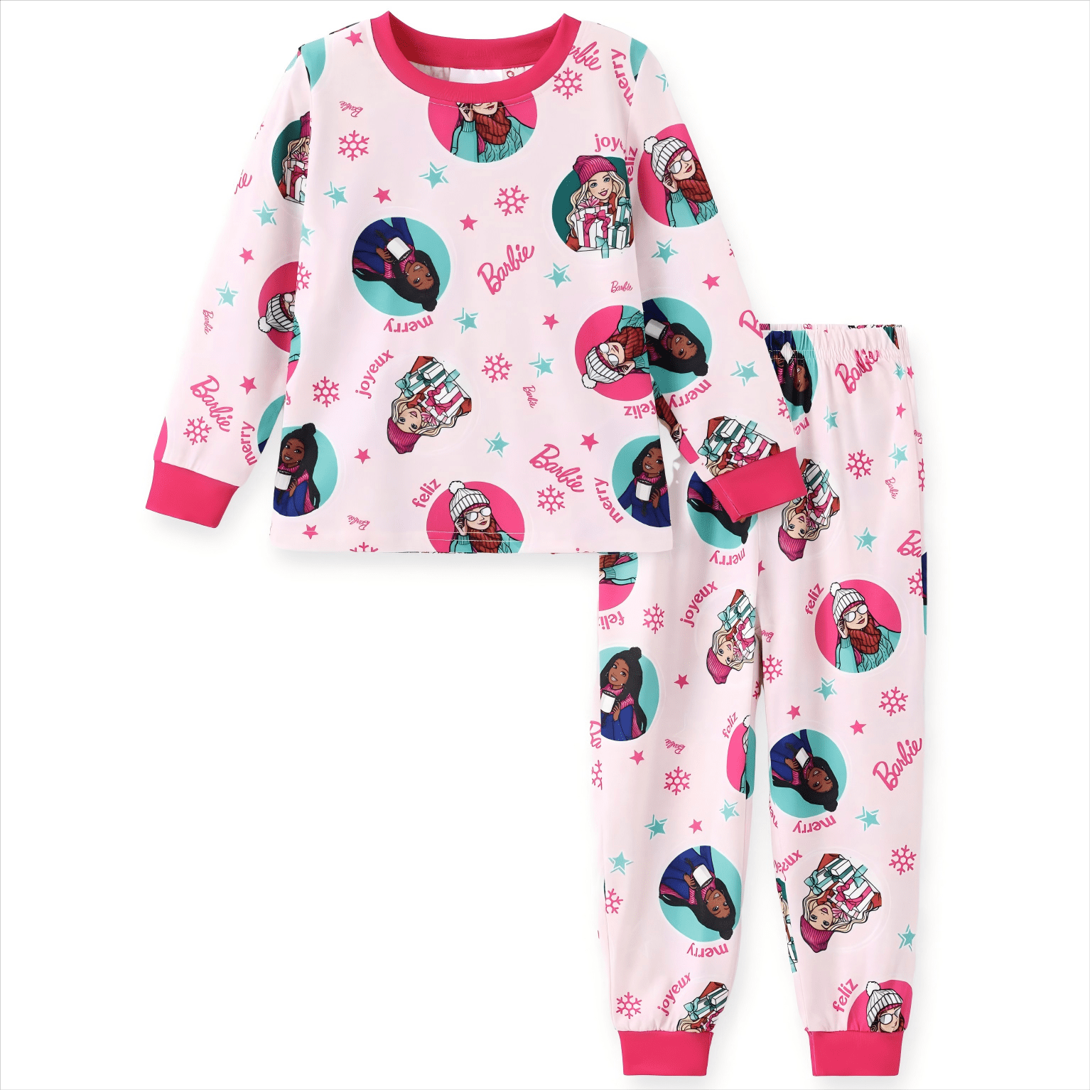 Barbie Girls Christmas Pajamas Top And Pants Set 2pcs Holiday Long ...