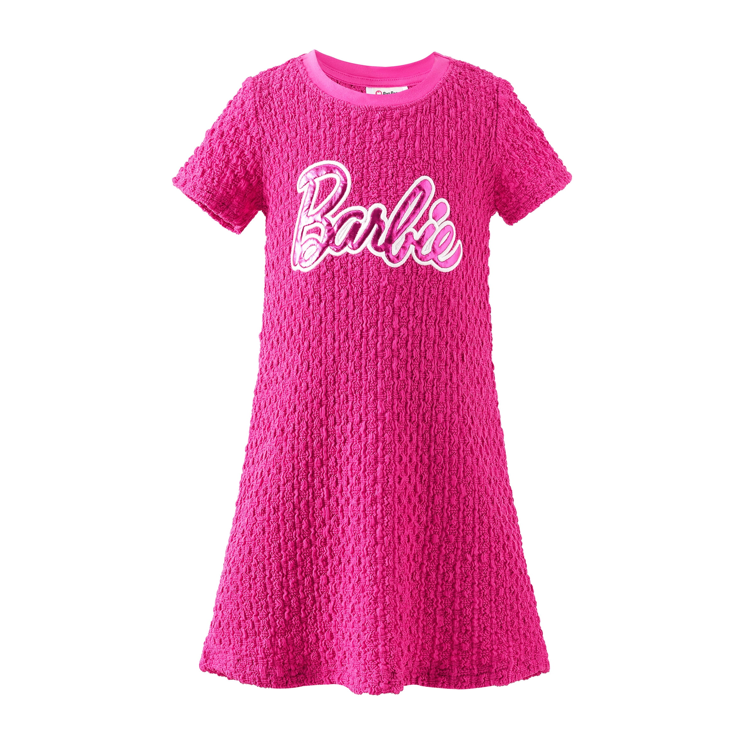 Barbie Girls Dresses Hot Pink Letter Print Crewneck Bell Sleeves Shift ...