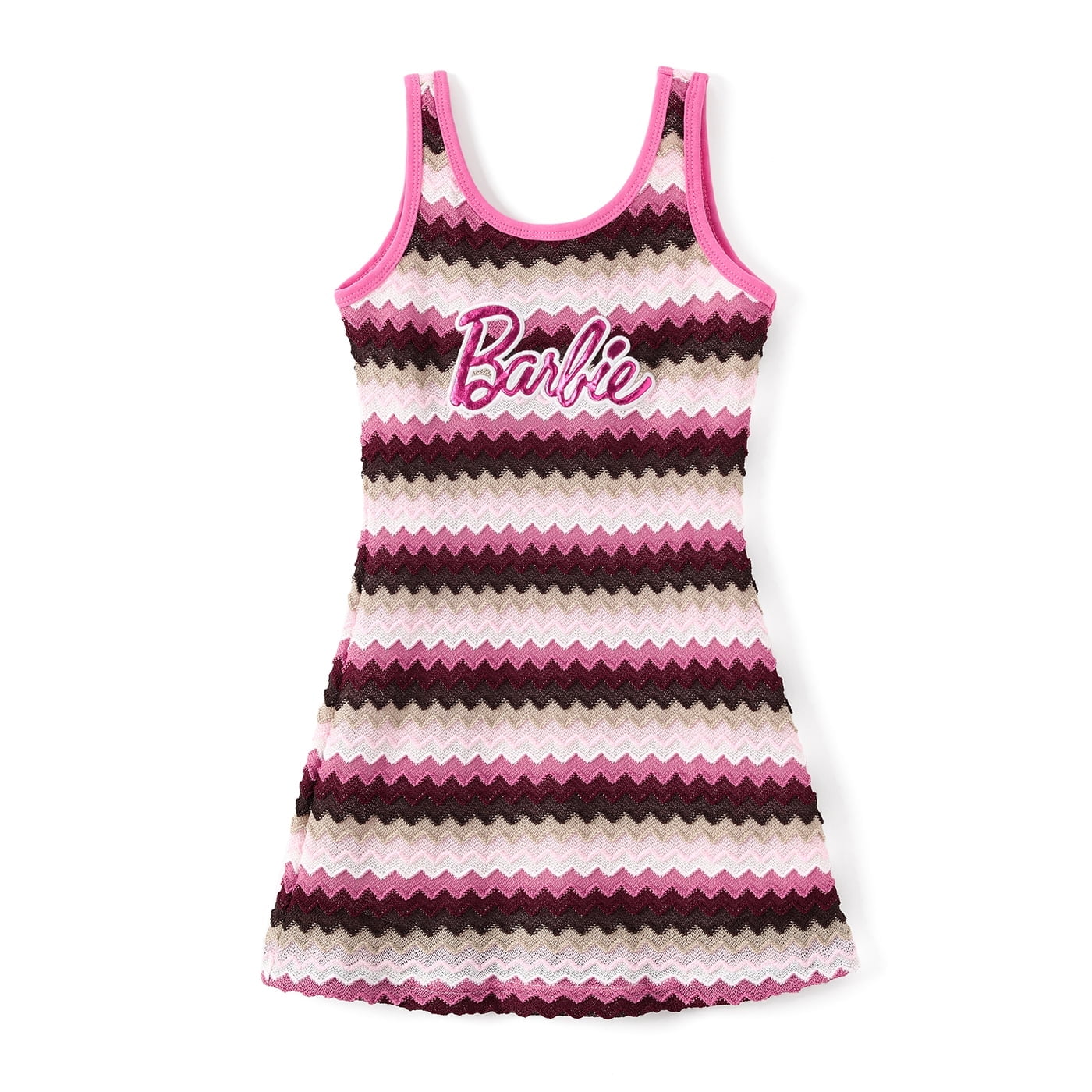 Barbie Girls Dresses Hot Pink Striped Letter Print Sleeveless A Line ...