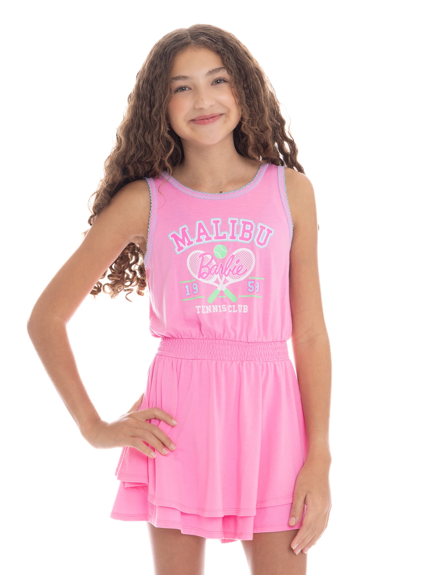 Barbie Girls Flutter Skirt Graphic Romper, Sizes 4-12 - Walmart.com