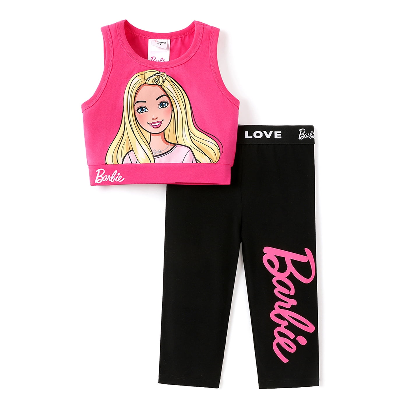 Barbie Girls Graphic Cotton Sleeveless Tee with Sports Shorts 2 pieces Outfit Set Gift Sizes 3 ...