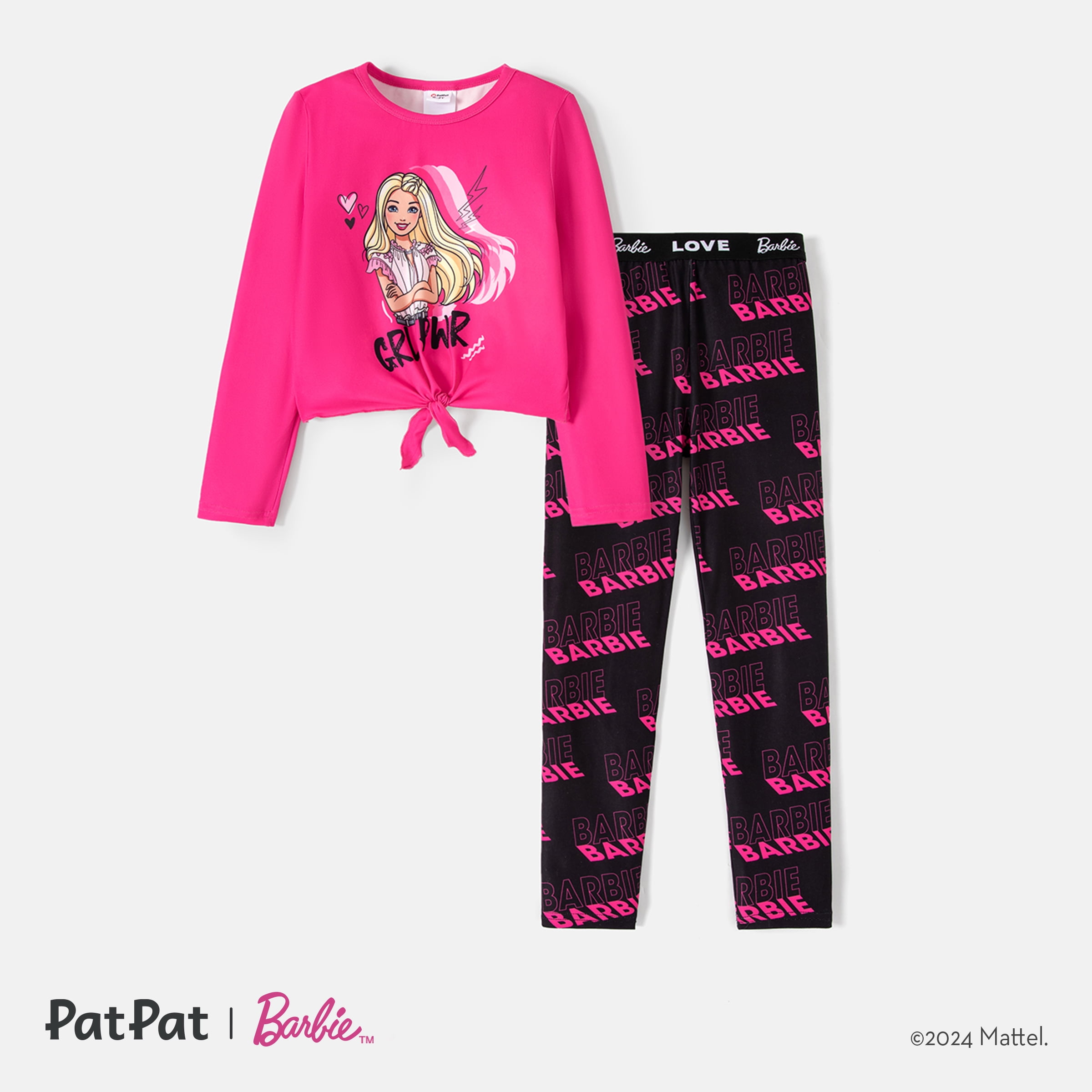 Barbie Girls Knot Hem Graphic Sweatshirts and Letter Print Leggings 2 ...