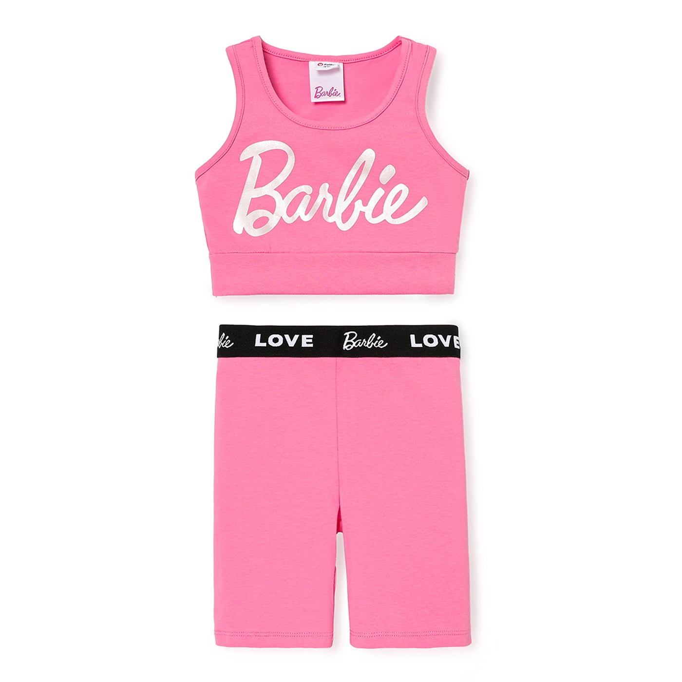 Barbie Girls Letter Print Cotton Tank Top with Sports Shorts 2 pieces ...