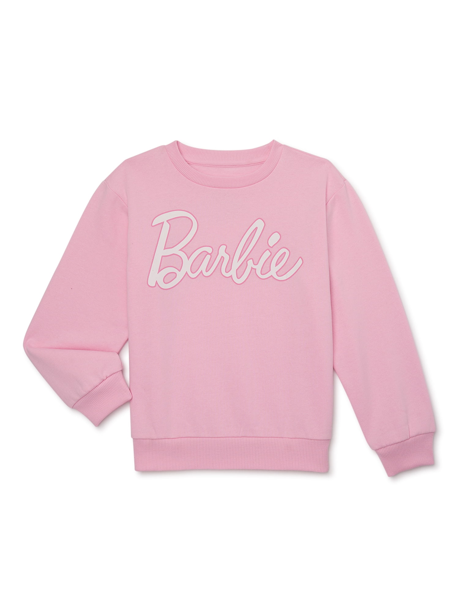 Barbie Girls Logo Graphic Crewneck Fleece Sweatshirt, Size 4-16 ...