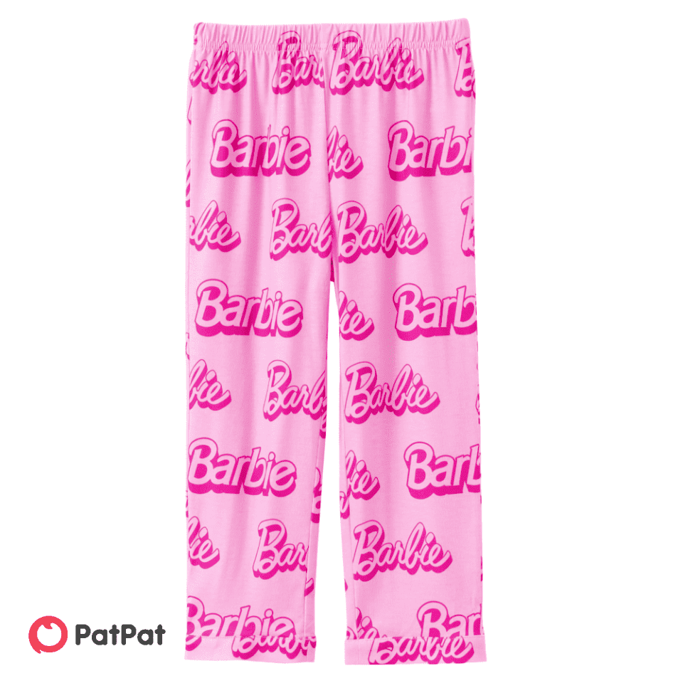 Barbie Girls Loungewear Pants Pink Classic Allover Letter Print Pants ...