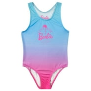 Barbie Girls One Piece Swimsuit Cross-Back Bathing Suit with Barbie ...