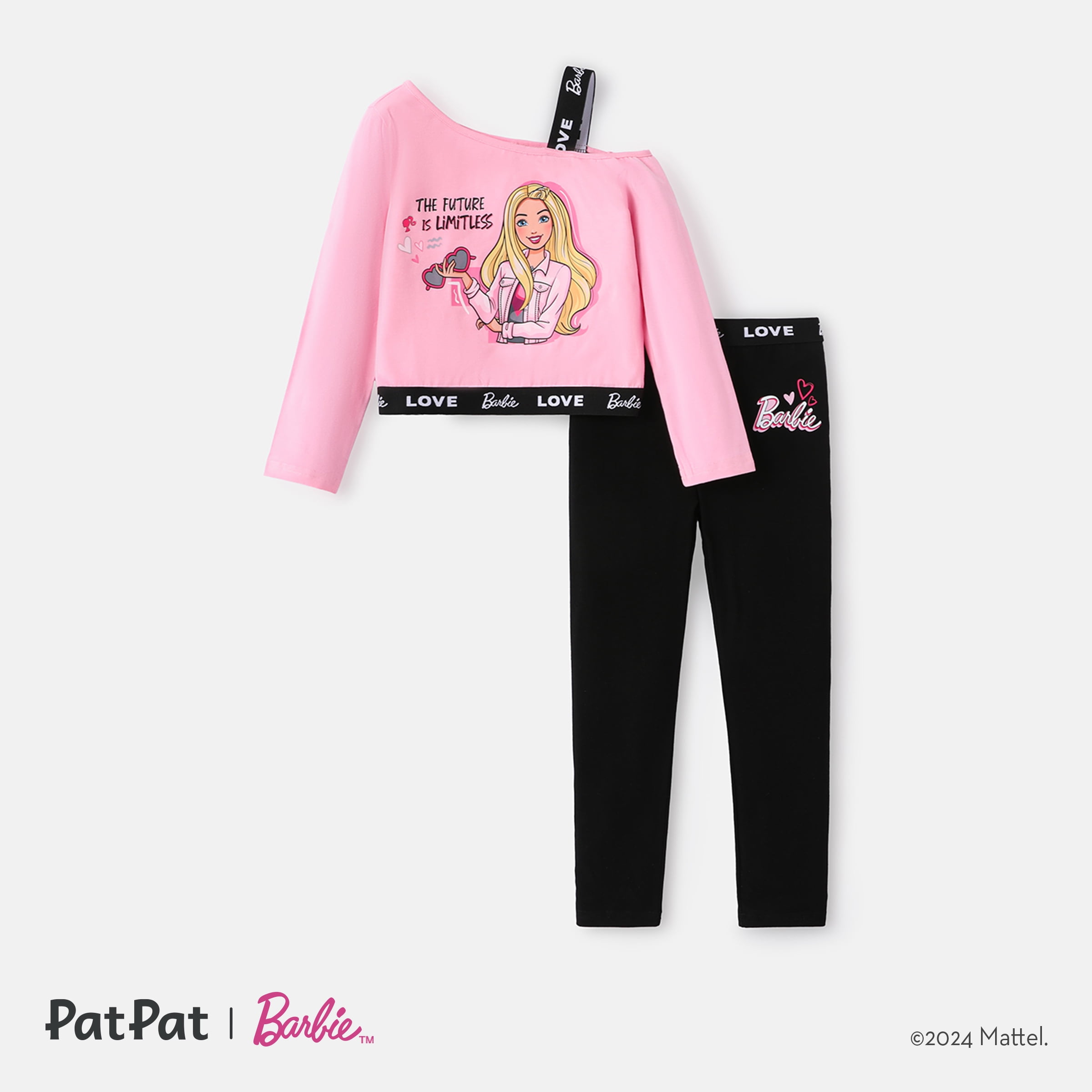Barbie Girls One Shoulder Long Sleeves Cotton Tee with Leggings 2 ...