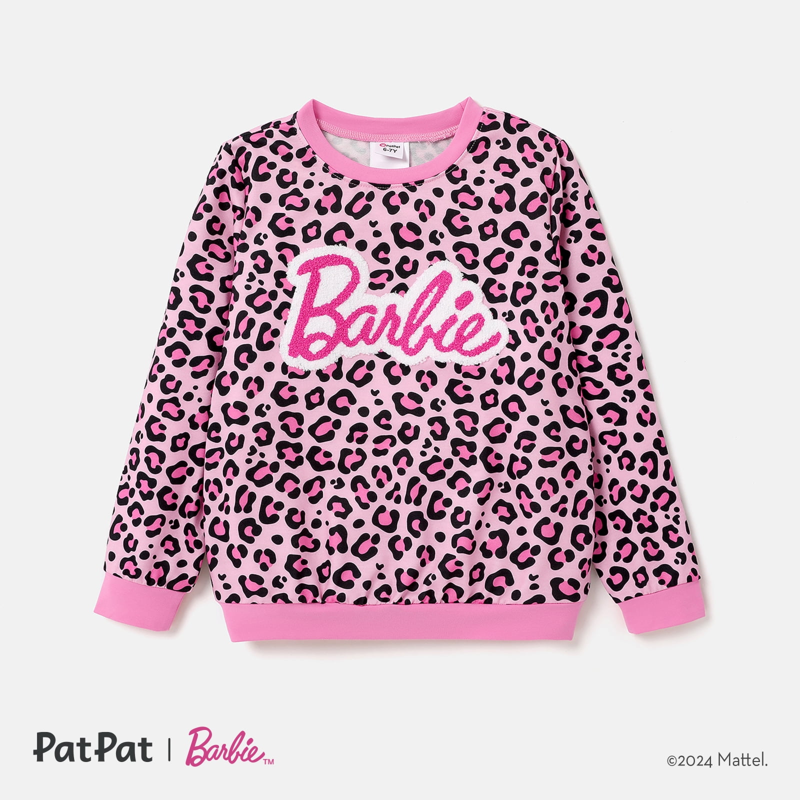 Barbie Girls Pullover Ugly Sweatshirt Letter Embroidered Leopard ...