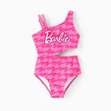 Barbie Girls Swimsuit Waist Cutout Allover Print One Piece Swimwear One ...