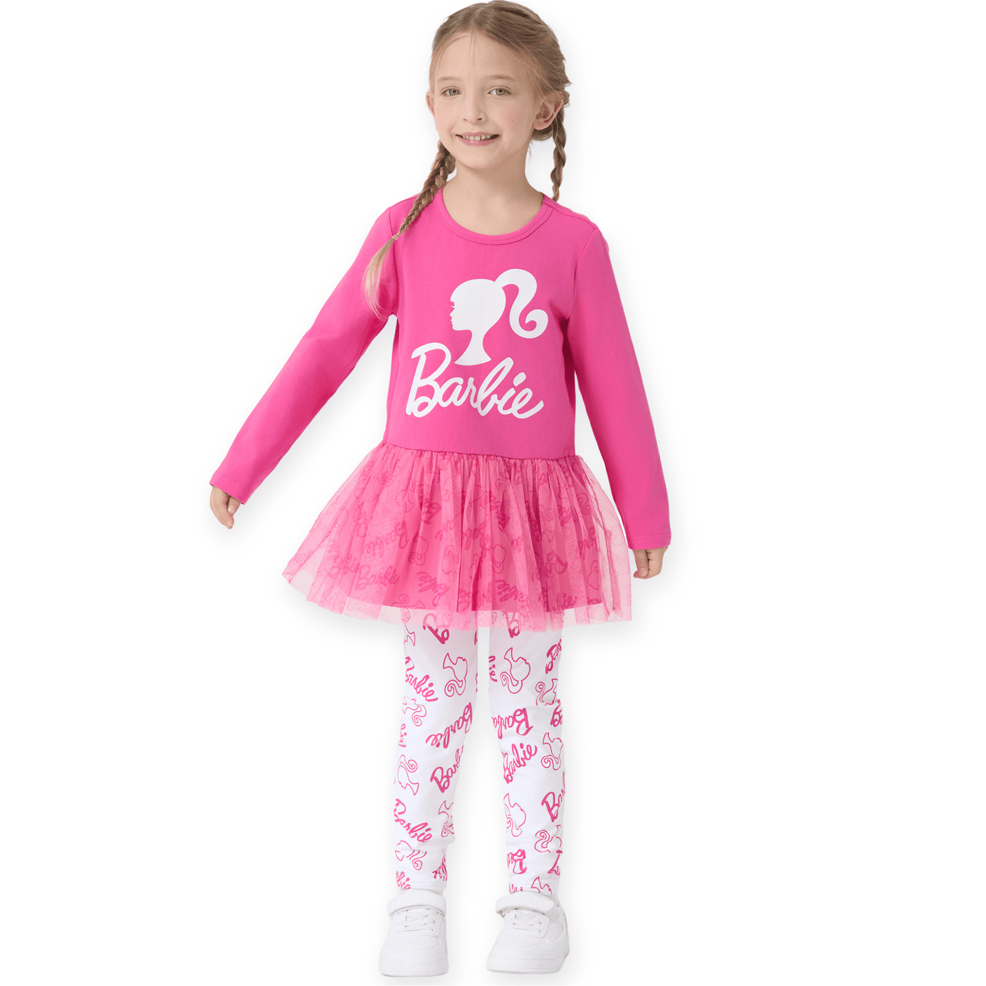 Barbie Girls fashion Tutu Dress Top and Logo Print Graphic Pants Set ...