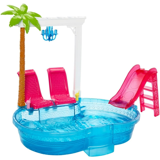 Free Shipping! Barbie Glam Pool Party Playset with Themed-Accessories ...