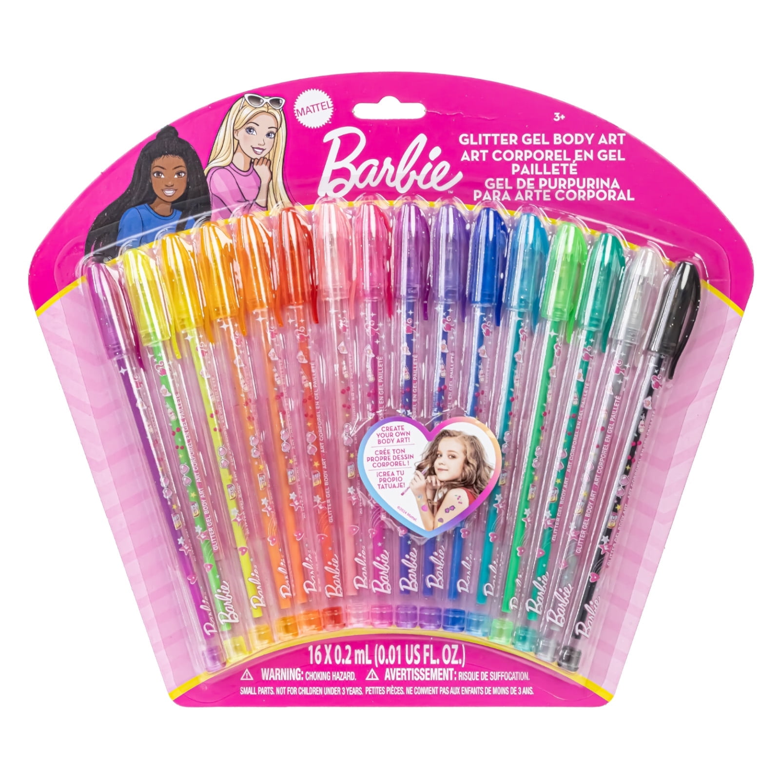 Barbie Glitter Gel Pens Set 16 pcs Bright Glitter Pens for Body Art and ...