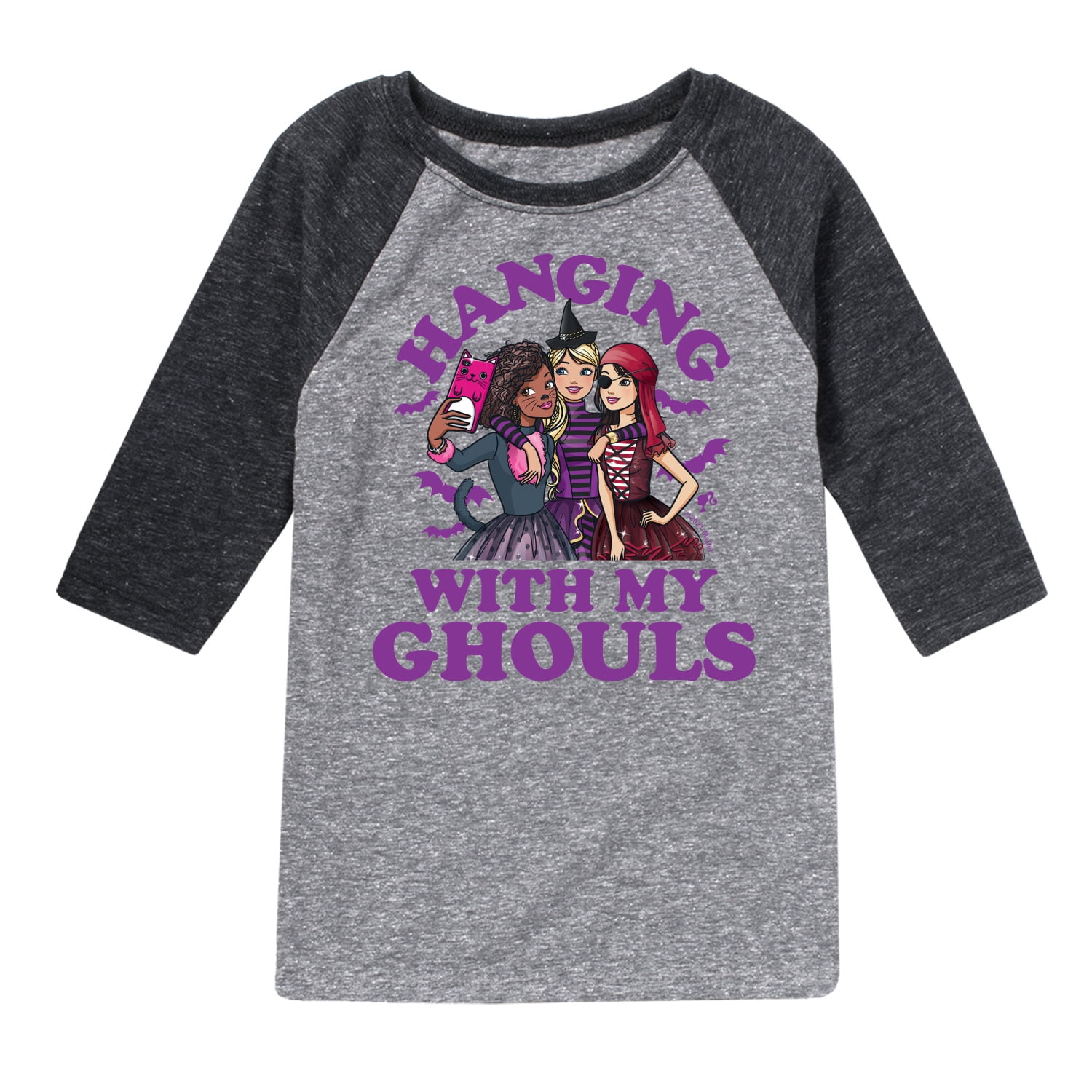 Barbie - Hanging with My Ghouls - Toddler And Youth Raglan Graphic T ...